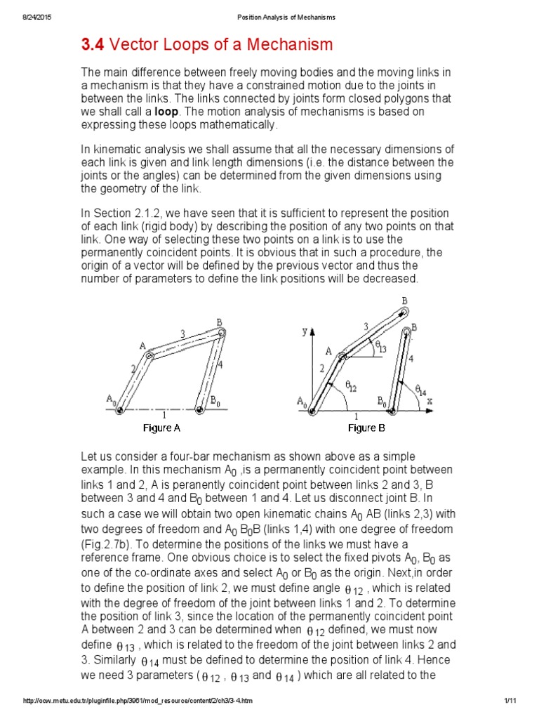 Position Analysis of Mechanisms | PDF | Euclidean Vector | Kinematics