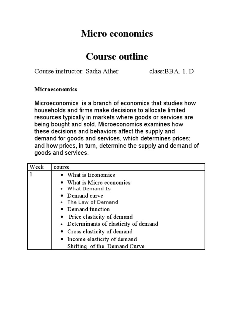 Micro Economics Outline .B | PDF | Demand | Microeconomics
