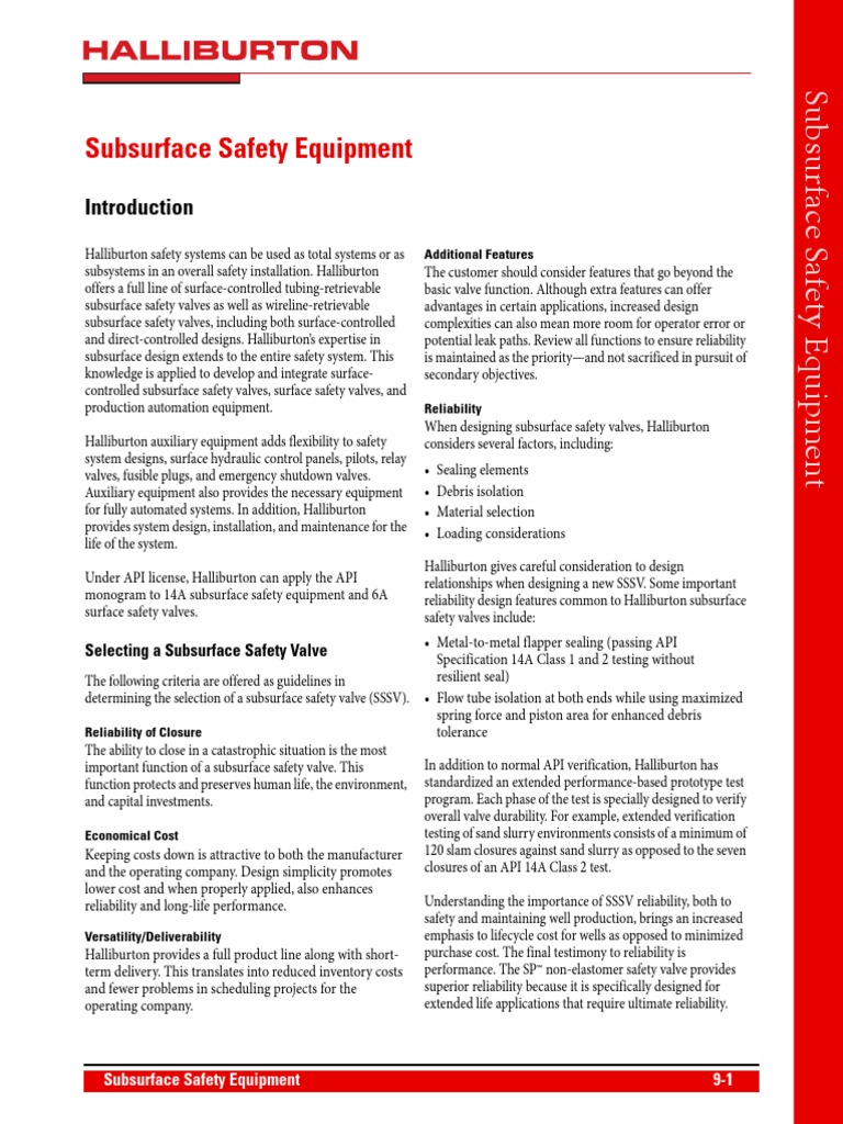 09 Subsurface Safety Equip | PDF | Valve | Pipe (Fluid Conveyance)