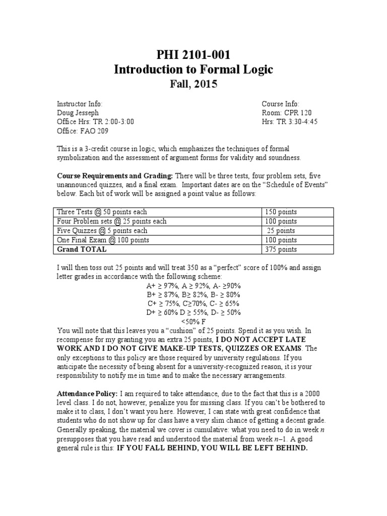 PHI2101 Syllabus | PDF | Logic | Argument