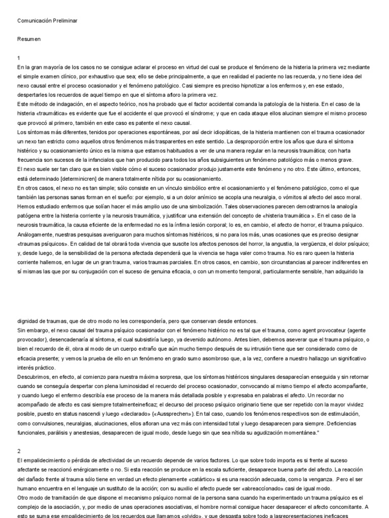 Comunicación Preliminar | PDF | Trauma psicólogico | Hipnosis