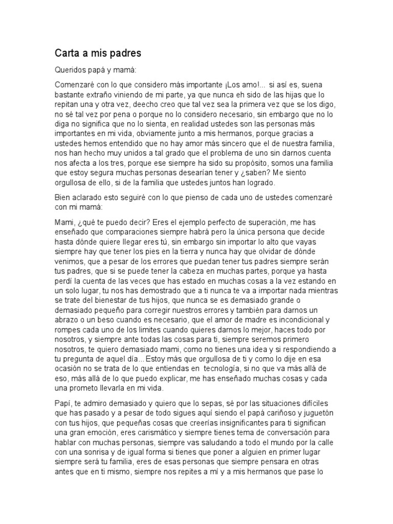 Carta A Mis Padres | PDF | Amor | Ocio