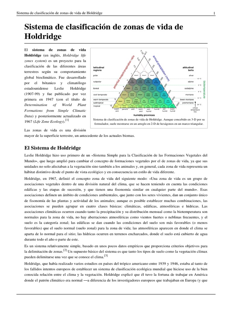 Sistema de Zonas de Vida de Holdridge | PDF | Conservación del medio ...