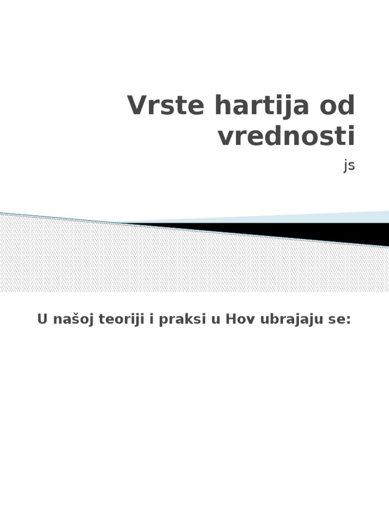 Vrste Hartija Od Vrednosti | PDF
