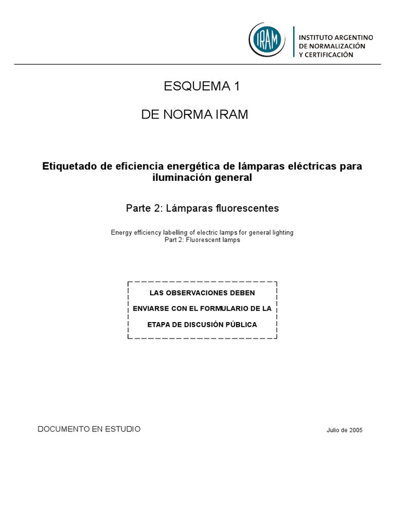 Iram 62404-2 E1 Etiquetado de Eficiencia Energética de Lámparas ...