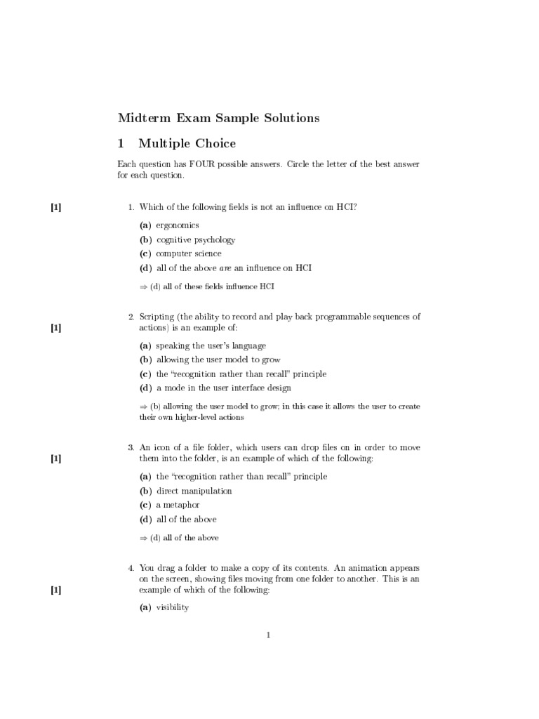HCI Multiple Choice and Short Answer Questions | PDF | Human–Computer ...