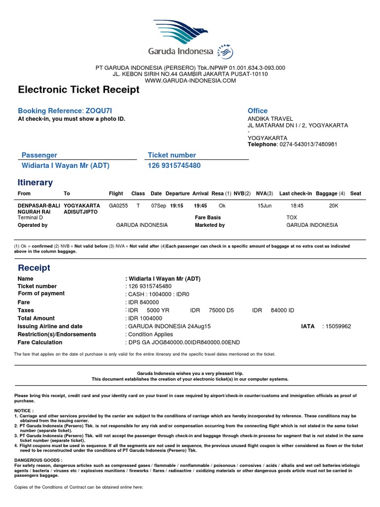 Your Electronic Ticket Receipt.pdf | Dangerous Goods | Aviation