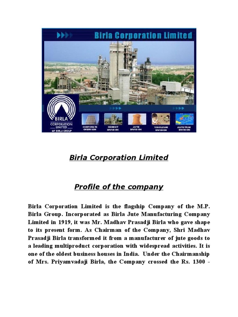 Birla Corporation Ltd: Company Overview | PDF | Motivation | Motivational