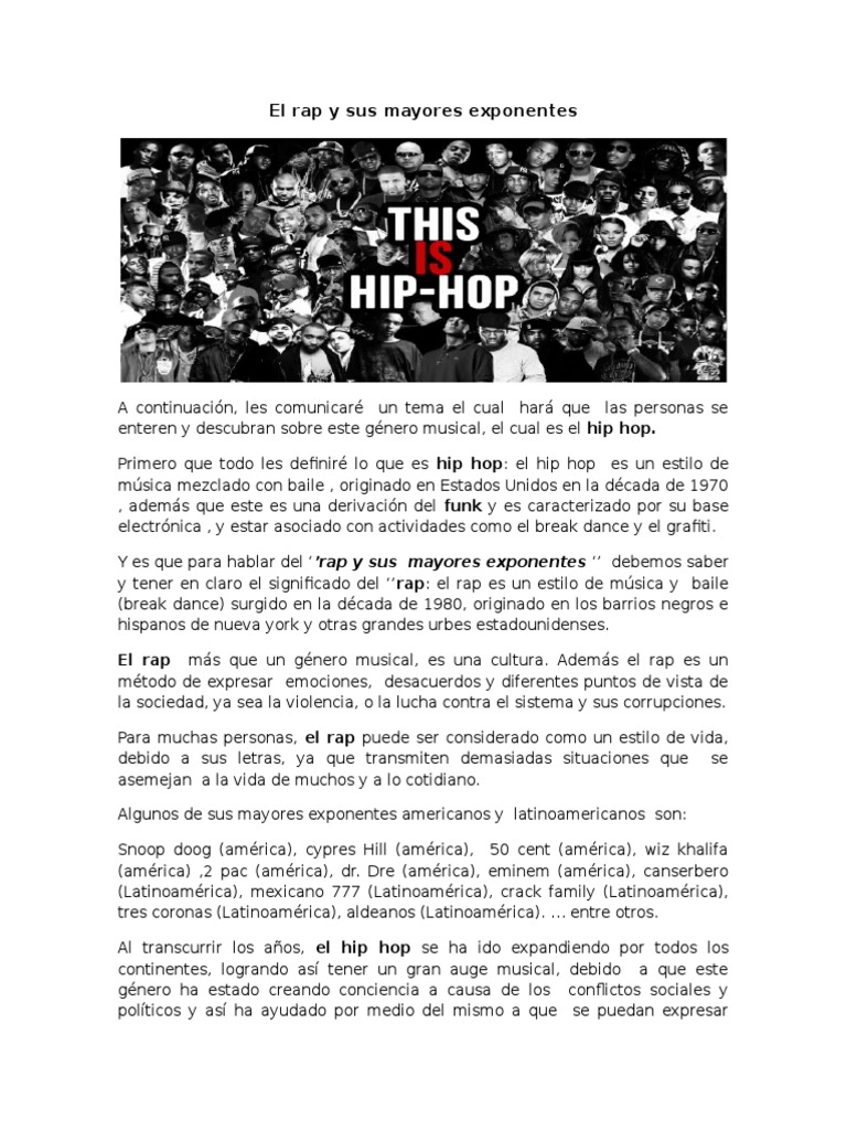 El Rap y Sus Mayores Exponentes | PDF | Música hip-hop | Golpecitos