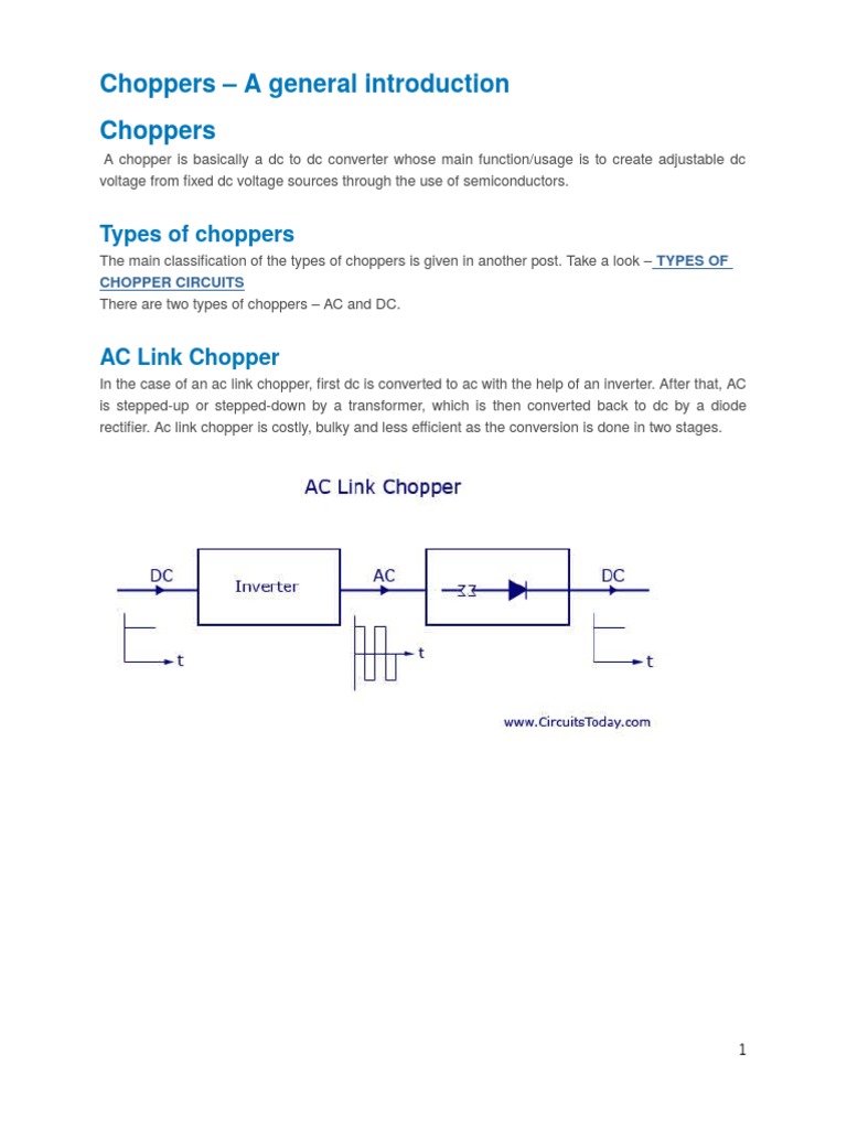 Types of Chopper Circuits | PDF | Direct Current | Electrical Circuits