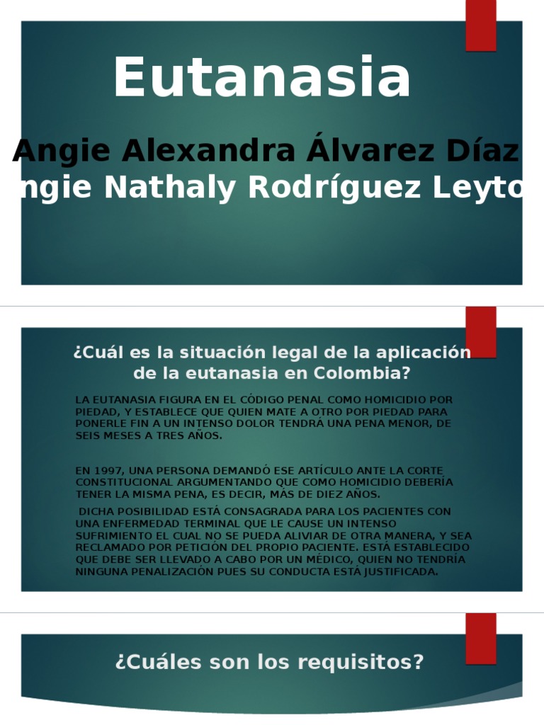 Eutanasia Diapositivas | PDF | Homicidio | Sufrimiento