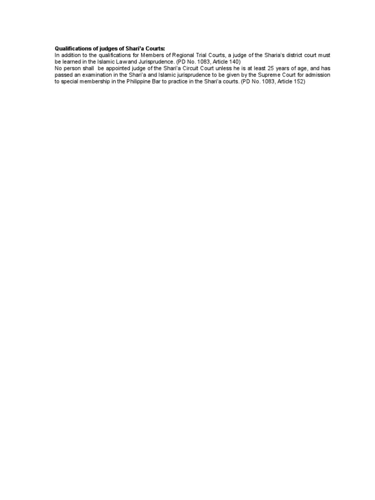Shari’a Court Judge Qualifications | PDF
