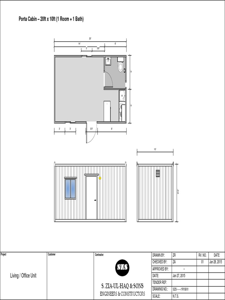 20ft x 10ft Porta Cabin Design Plans | PDF
