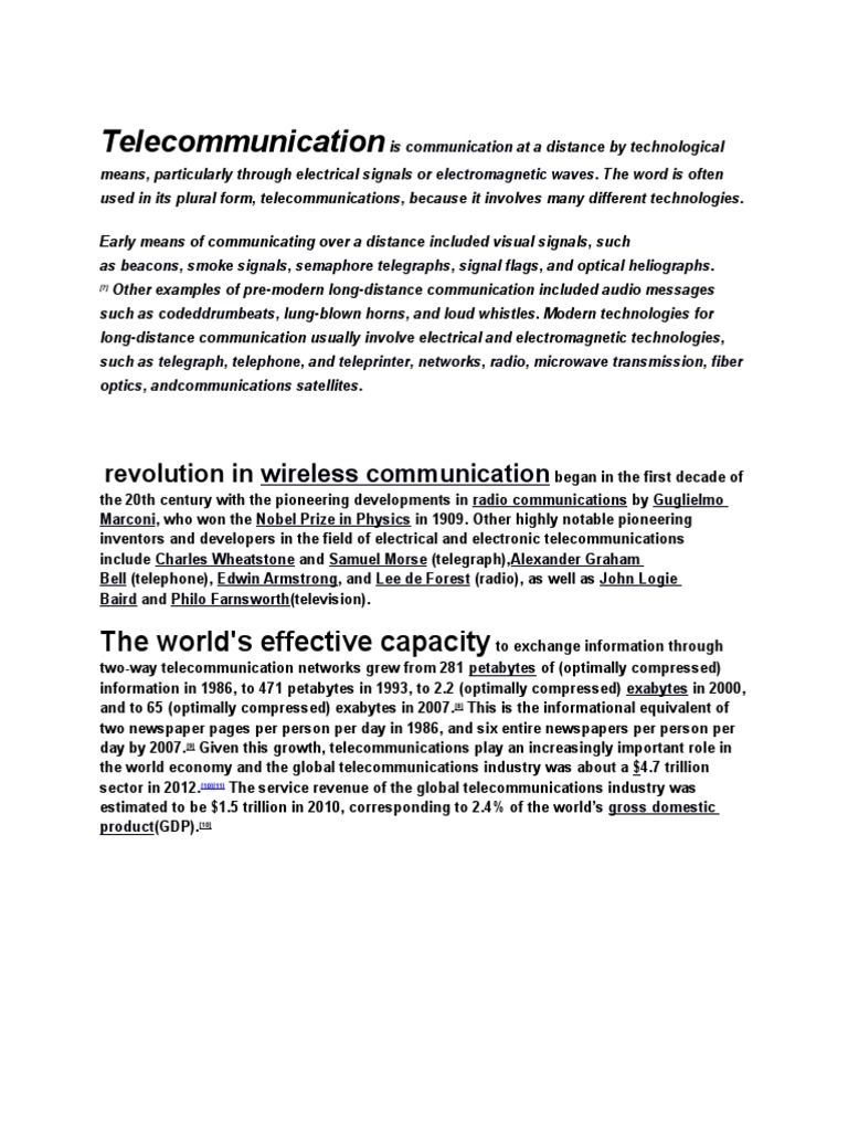 Telecommunication: The World's Effective Capacity | PDF | Telegraphy ...