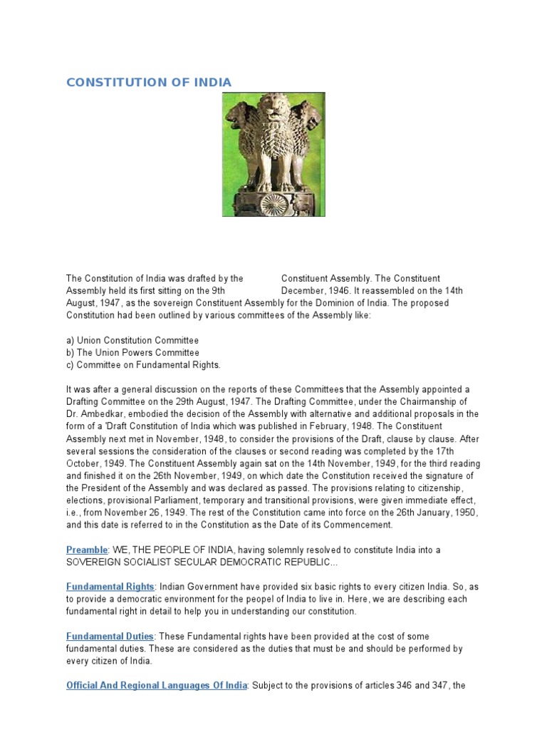 Constitution of India | PDF | Constitution | Political Science