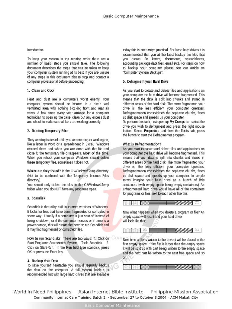 Basic Computer Maintenance Tips | PDF | Computer Virus | Dos