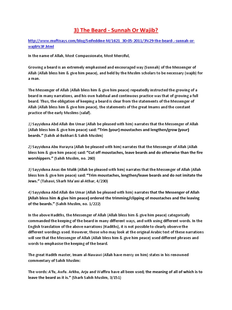 Status of Beard | PDF | Hadith | Beard