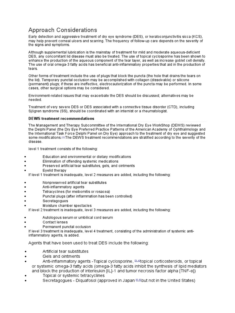 Approach Considerations: DEWS Treatment Recommendations | PDF | Medical ...