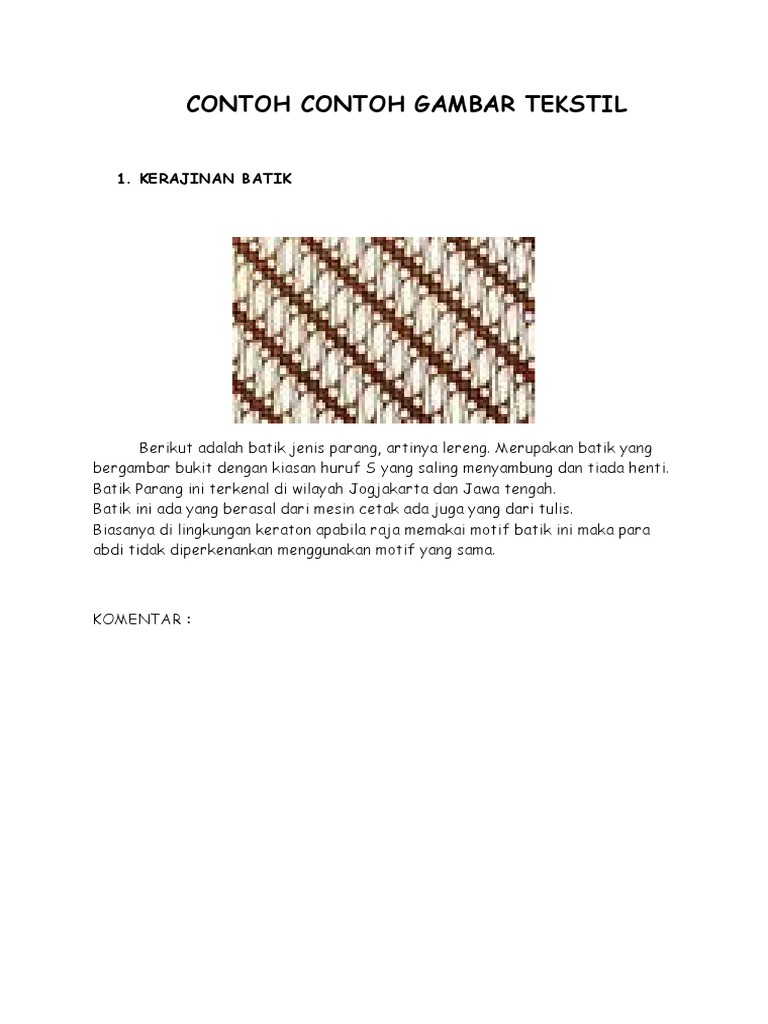 Contoh Contoh Gambar Tekstil | PDF