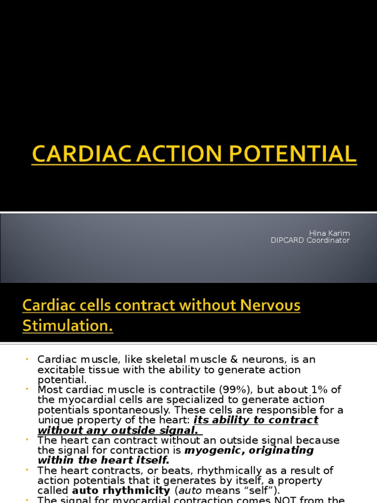 Action Potential of Cardiac Muscles | PDF | Membrane Potential ...