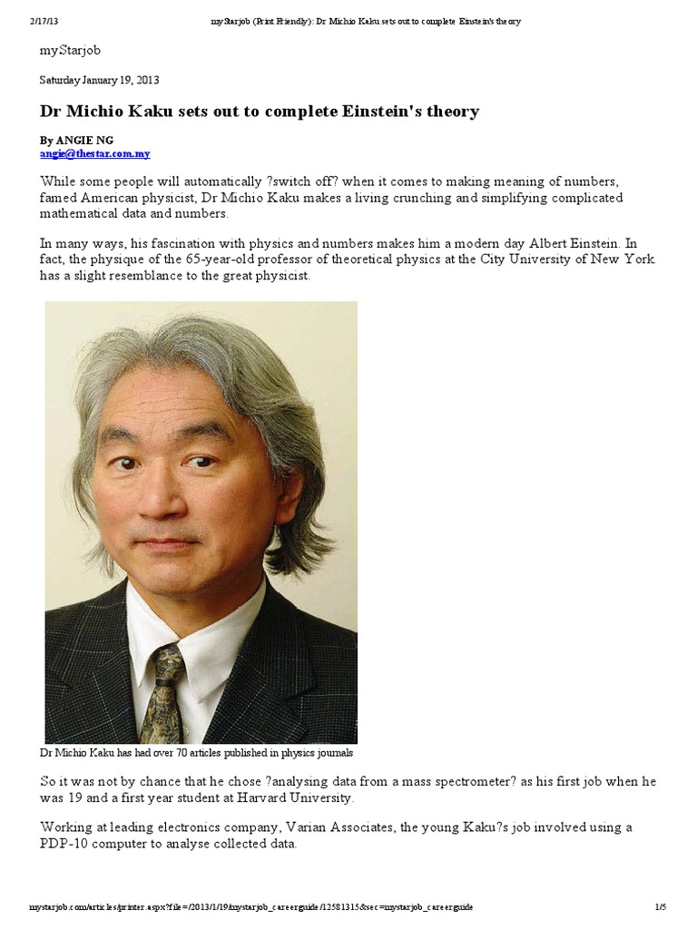 MyStarjob - Dr Michio Kaku | Physics & Mathematics | Physics