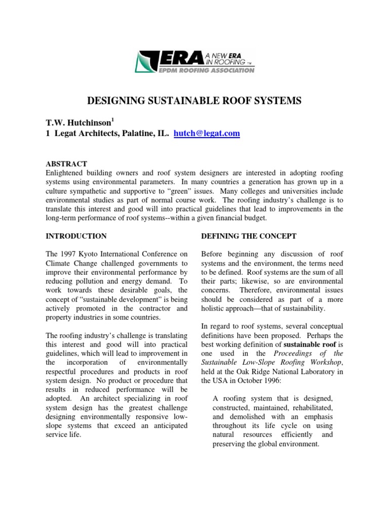 Designingsustainableroofingsystems Era | PDF | Roof | Life Cycle Assessment