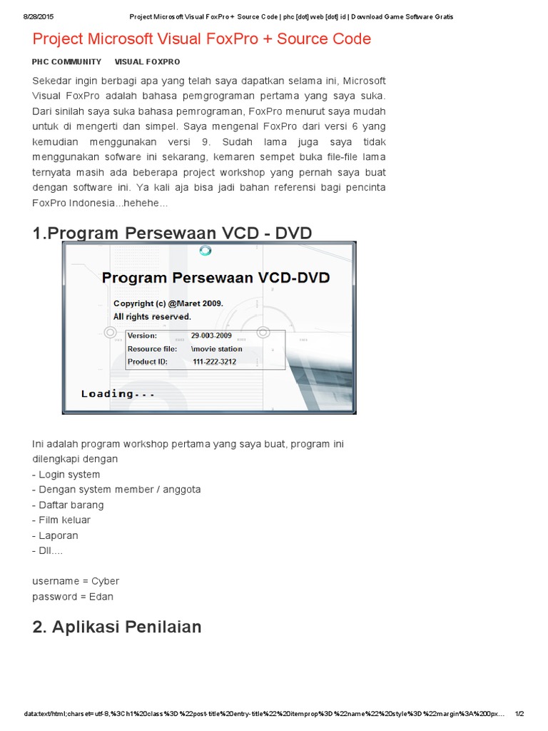 Project Microsoft Visual FoxPro + Source Code - PHC (Dot) Web (Dot) Id ...