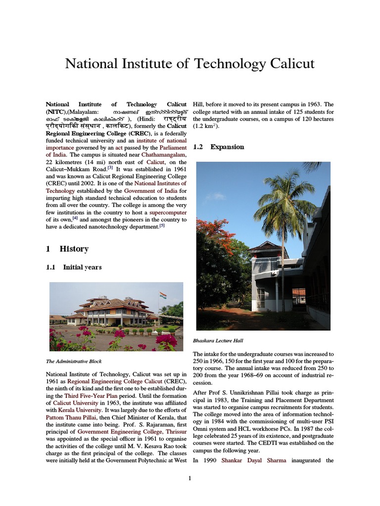 National Institute of Technology Calicut | PDF | Academia | Science And ...