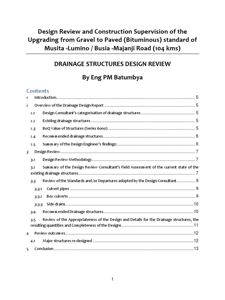Drainage Structures Design Review | PDF | Drainage | Road
