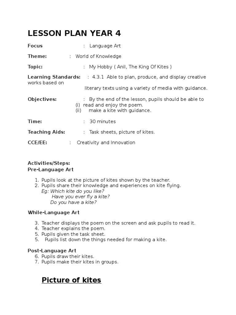 Language Art Lesson Plan | PDF