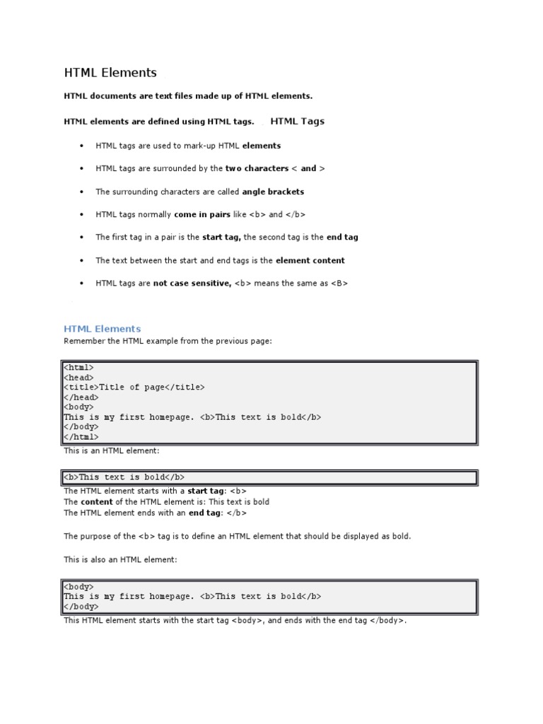 Html Elements Pdf Html Element Hyperlink