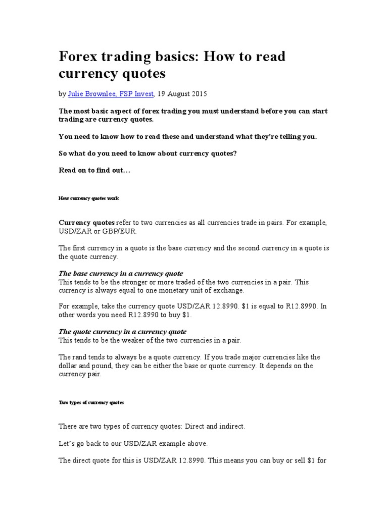 Understanding Currency Quotes in Forex | PDF | Law