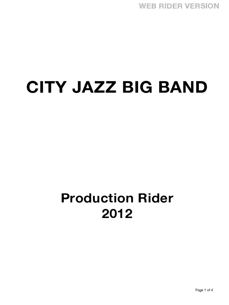 City Jazz Big Band Production Rider: Stage Layout, Equipment ...