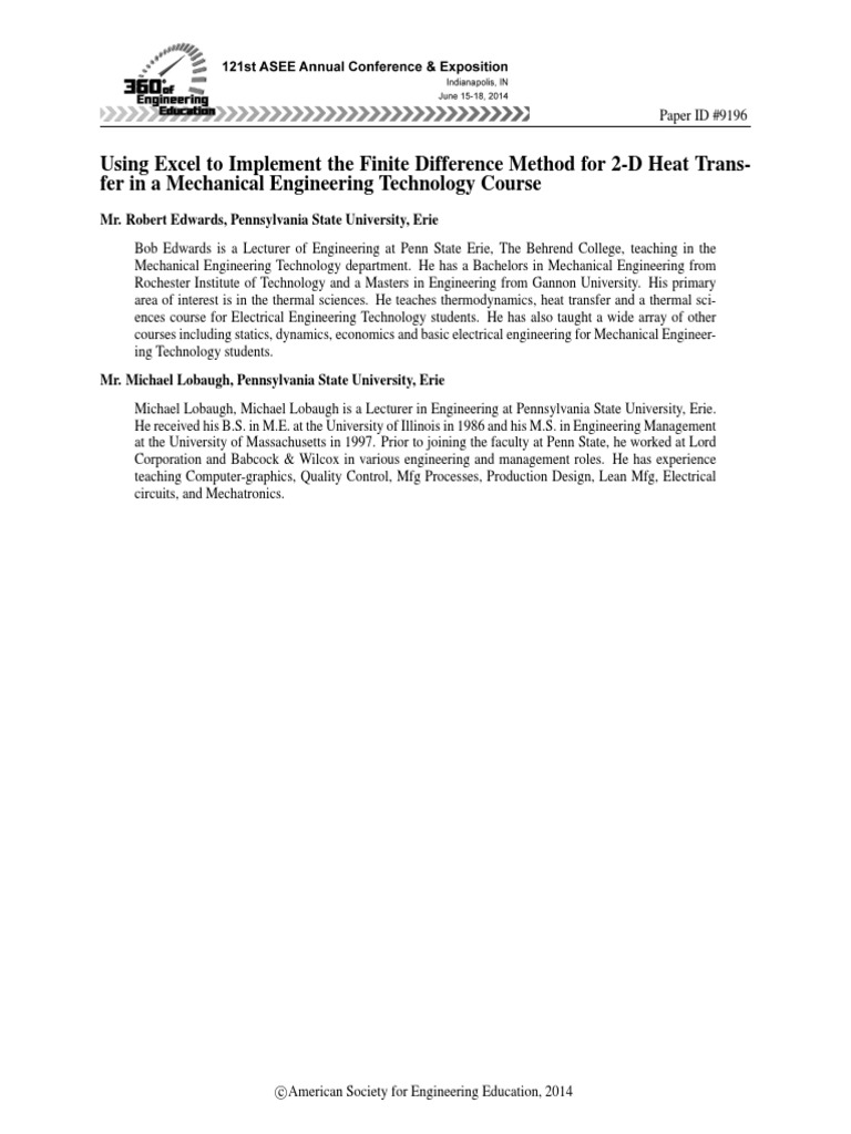 Finite Difference Heat Modelling in Excel | PDF | Spreadsheet | Thermal ...