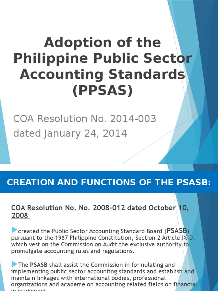 Adoption of Philippine Public Sector Accounting Standards (PPSAS | PDF ...
