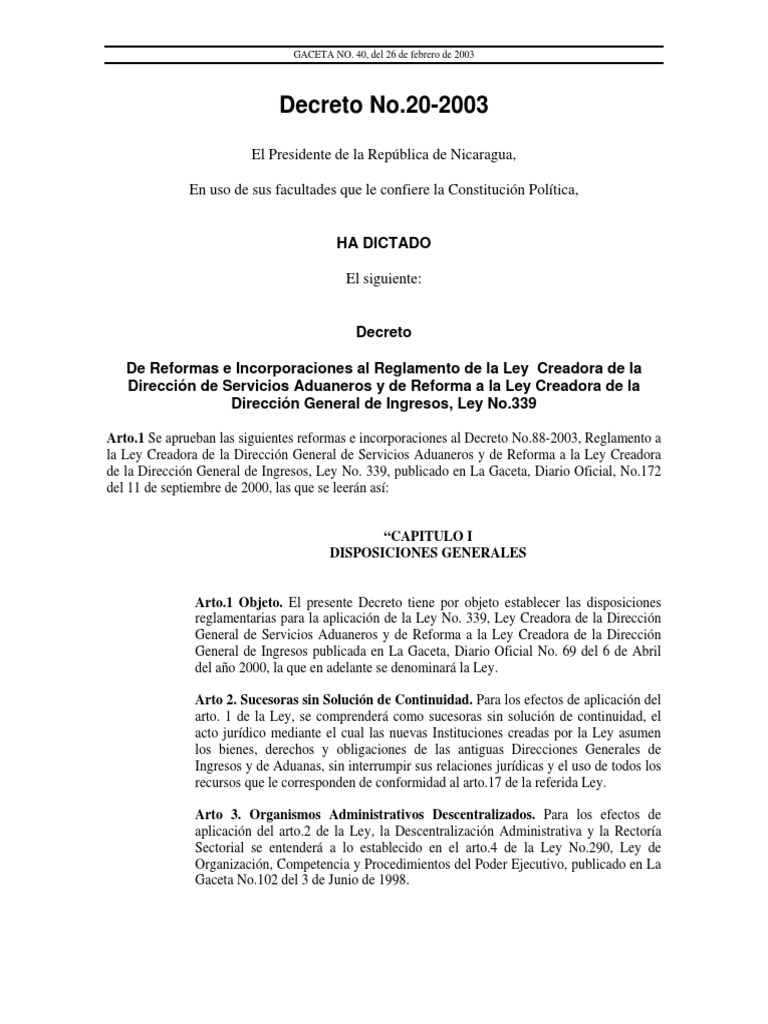Reforma e Incorporaciones Al Reglamento A La Ley 339 | PDF | aduana | Planificación