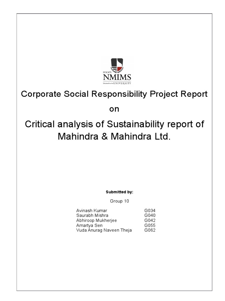 CSR of Mahindra and Mahindra LTD | PDF | Corporate Social ...