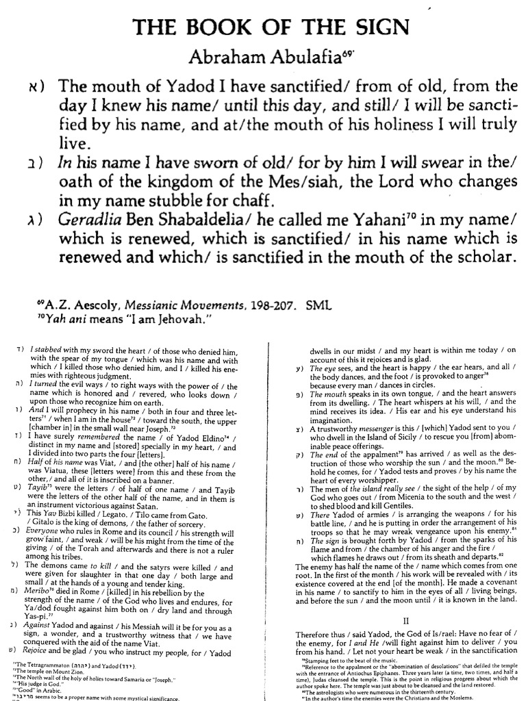 Abraham Abulafia The Book of The Sign | PDF | Kabbalah | Last Judgment