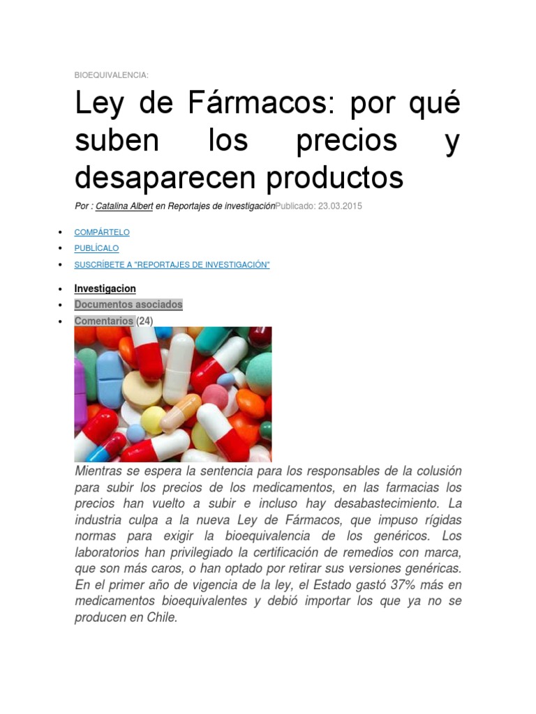 BIOEQUIVALENCIA.pdf | Droga generica | Medicamentos con receta