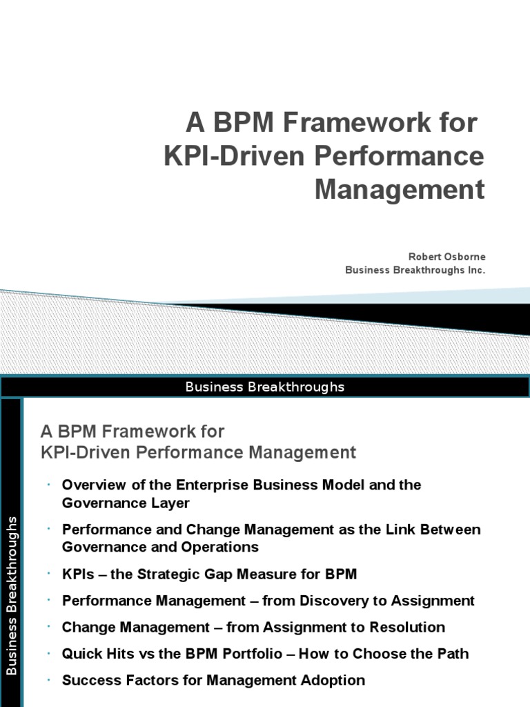 A BPM Framework For KPI Driven Performance Management v1r4 | PDF | Business Process Management ...