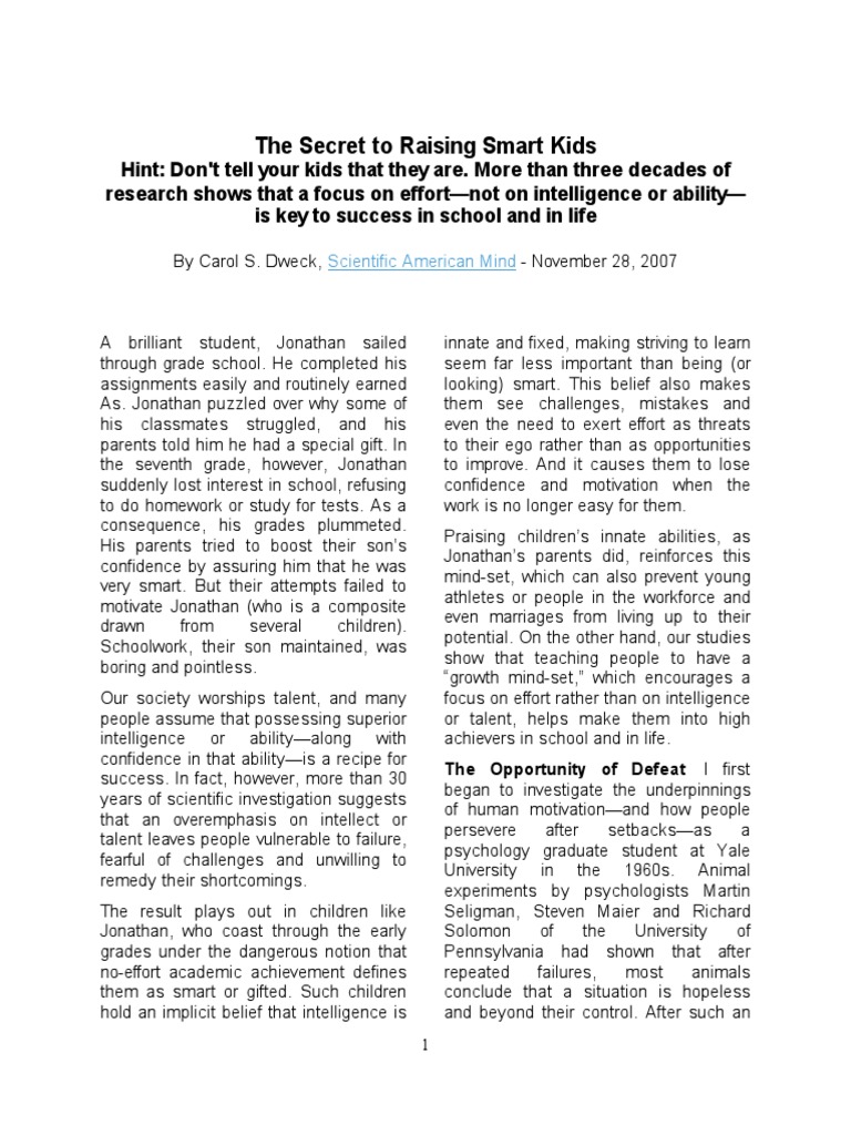 Carol Dweck | PDF | Mindset | Motivation