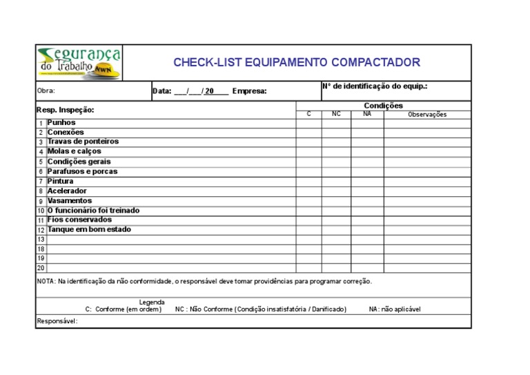 Check-List Equipamentos Compactador | PDF