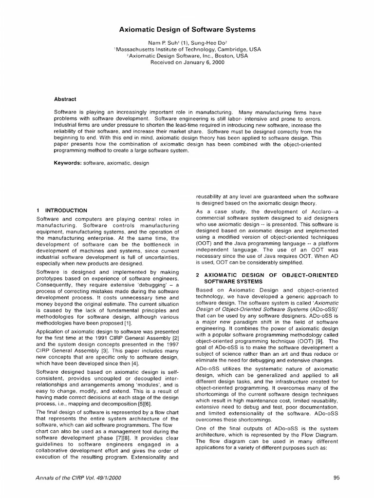 Axiomatic Design in Software Engineering | PDF | Object (Computer ...