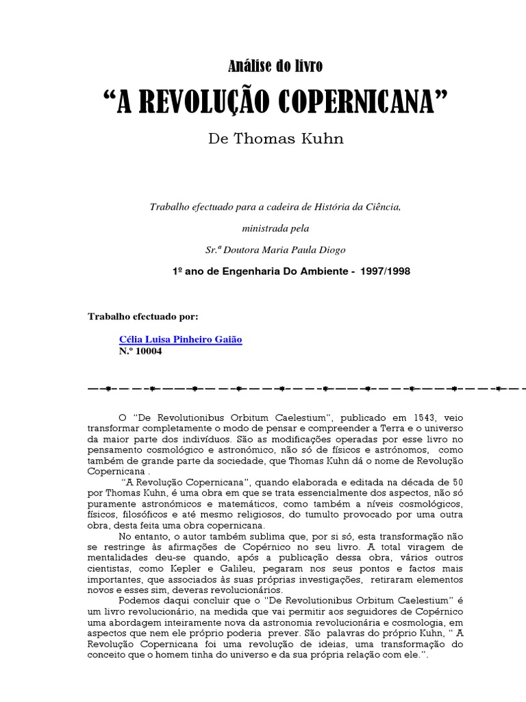 Rev Copernicana para Thomas Khun | PDF | Nicolau Copérnico | Cosmologia