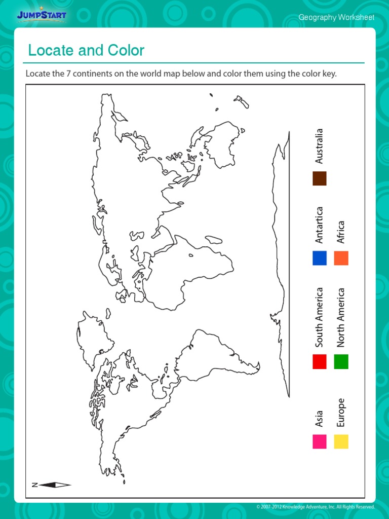 Geography Worksheet: Locate & Color Continents | PDF | Language Arts ...