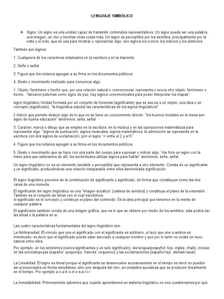 Lenguaje Simbólico | PDF | Los símbolos | Semiótica