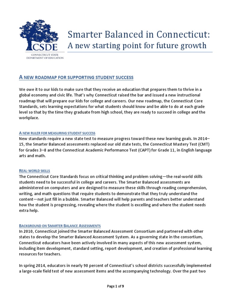 Smarter Balanced Assessments in CT | PDF | National Assessment Of ...