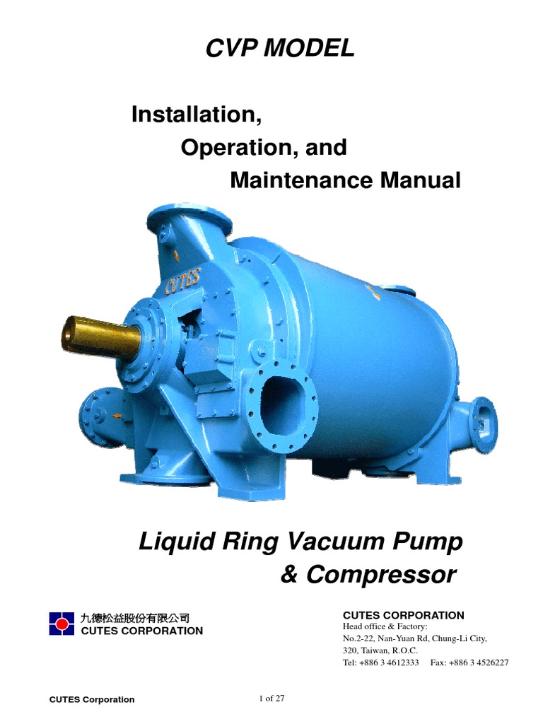 CVP Model Manual | PDF | Bearing (Mechanical) | Pump