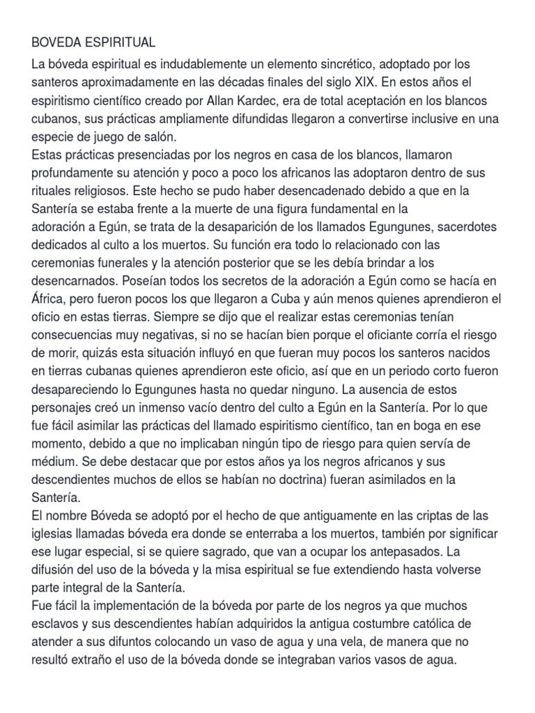 Boveda Espiritual | PDF | Espiritismo | Cuba