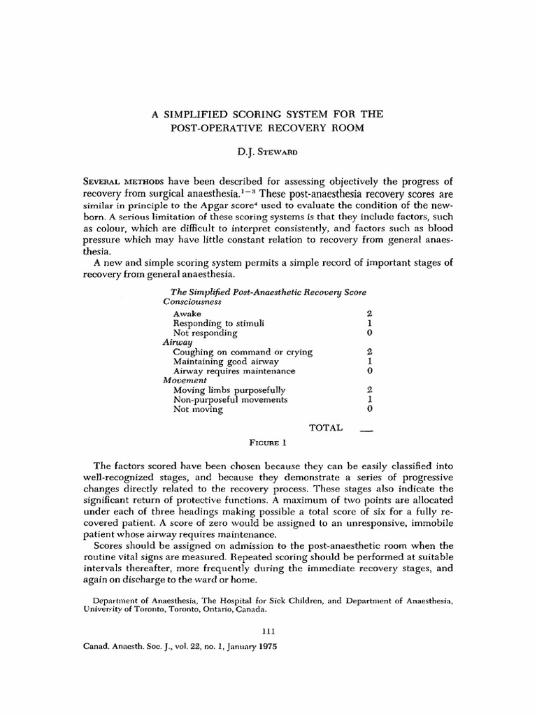 Steward Score Children Anesthetic | PDF | Anesthesia | Surgery